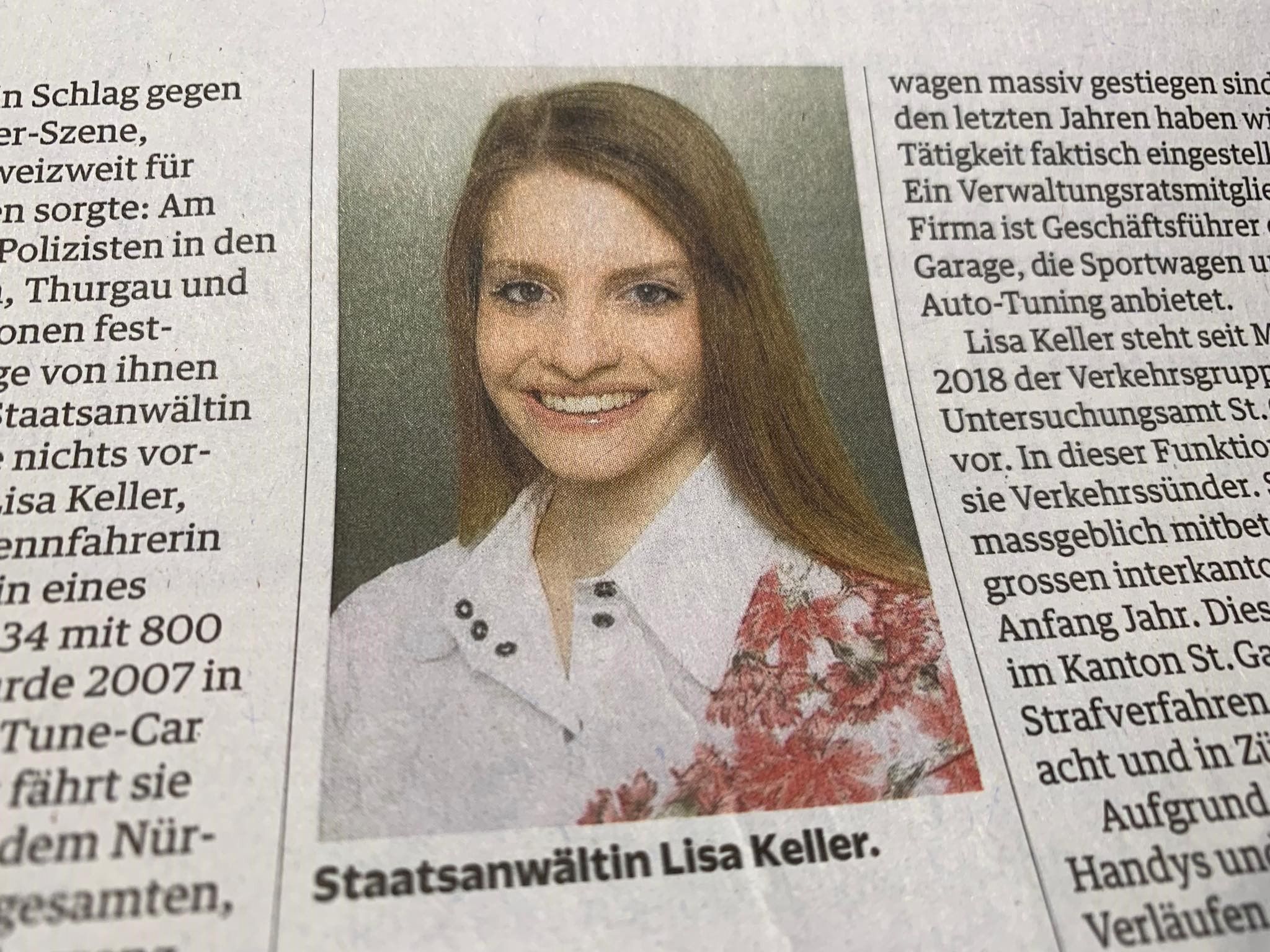 St. Galler Staatsanwältin Lisa Keller in der heutigen NZZ am Sonntag ...